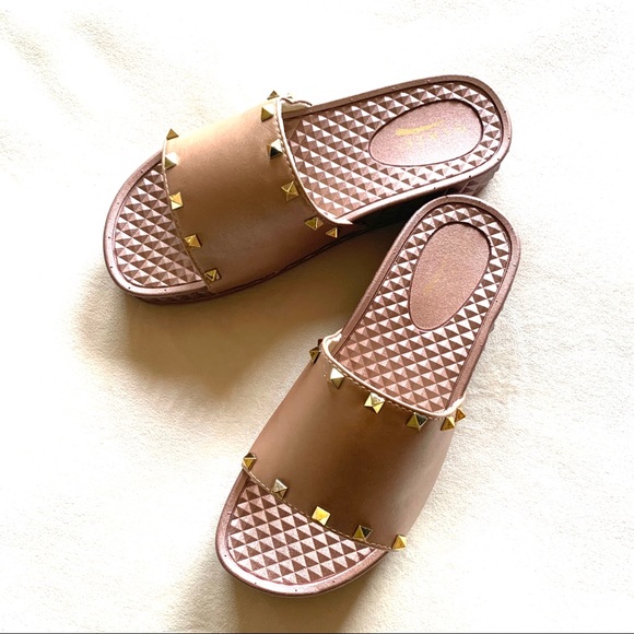 Glaze | Shoes | Pyramid Studded Slide By Glaze Rose Gold | Poshmark